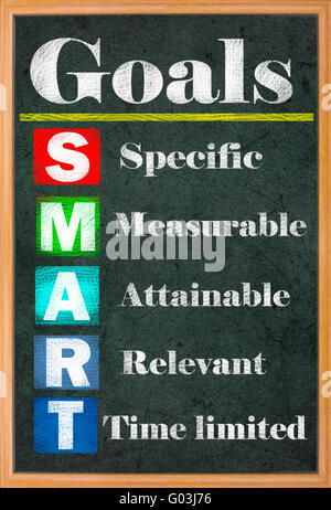 Smart goal setting on a blackboard background Stock Photo - Alamy