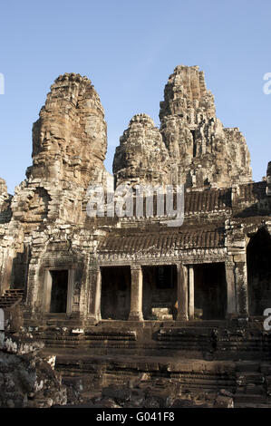 Stone face at the Bayon Temple the Tempel Ruins of Angkor Thom in the ...