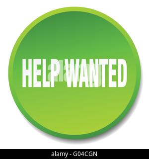 help wanted green round flat isolated push button Stock Vector Image ...