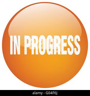 in progress orange round gel isolated push button Stock Vector Image ...