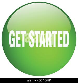 get started green round gel isolated push button Stock Vector Image ...