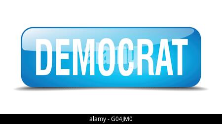 democrat blue square 3d realistic isolated web button Stock Vector ...