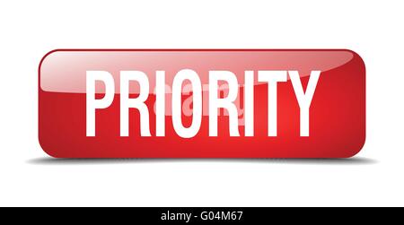 priority red square 3d realistic isolated web button Stock Vector Image ...