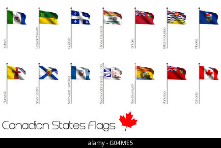 Canada All Provinces & Territories Flag Waving Vector Illustration on ...