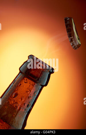 closeup of a refreshing bottle of beer on a white background Stock ...