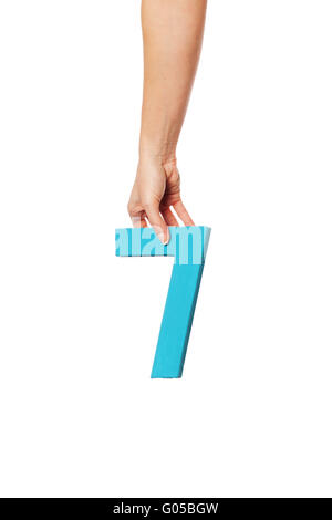 Number seven digit character hand drawn with the oil paint brush ...