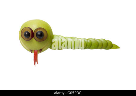 Viper made of green apple on isolated background Stock Photo - Alamy