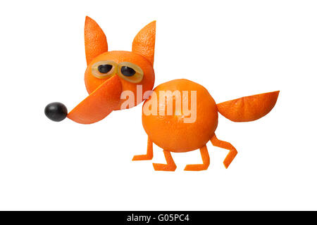 Fox made of orange on isolated background Stock Photo - Alamy