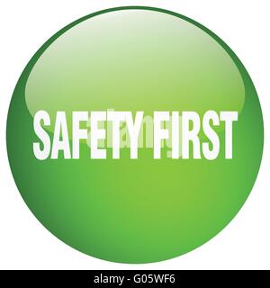 safety first green round gel isolated push button Stock Vector Image ...