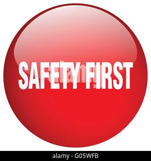 safety first red round gel isolated push button Stock Vector Image & Art - Alamy