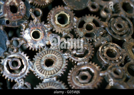 Rusted cog wheels details macro shot Stock Photo - Alamy