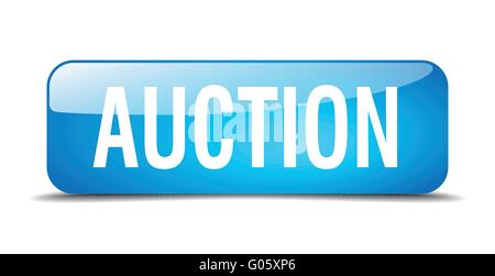 auction blue square 3d realistic isolated web button Stock Vector Image ...