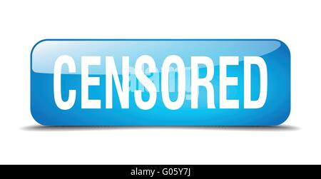 censored button. censored square blue push button Stock Vector Image ...
