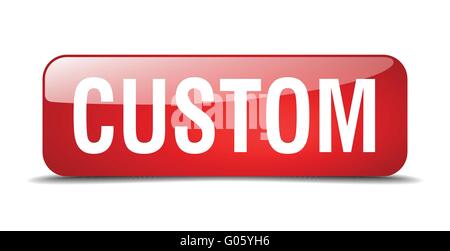 custom red square 3d realistic isolated web button Stock Vector Image ...
