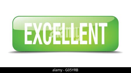excellent green square 3d realistic isolated web button Stock Vector ...