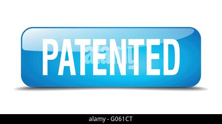 patented blue square 3d realistic isolated web button Stock Vector ...