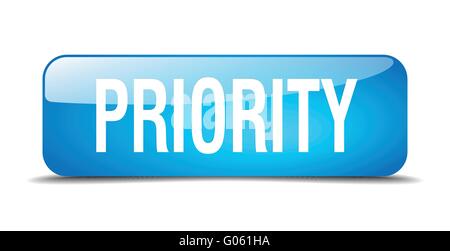 priority blue square 3d realistic isolated web button Stock Vector Image & Art - Alamy