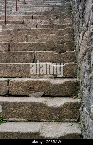 an old staircase in the countryside, steps of a street staircase in ...