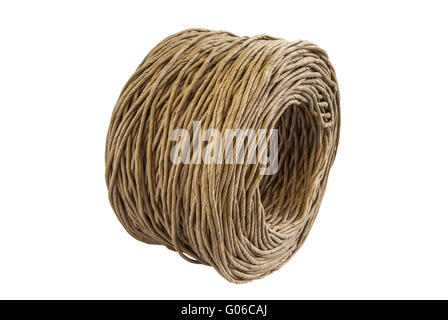 Thick twisted paper cord roll closeup isolated on Stock Photo - Alamy