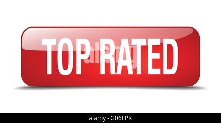 top rated red square 3d realistic isolated web button Stock Vector ...