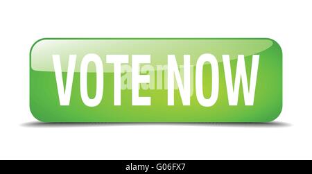 vote now green square 3d realistic isolated web button Stock Vector ...