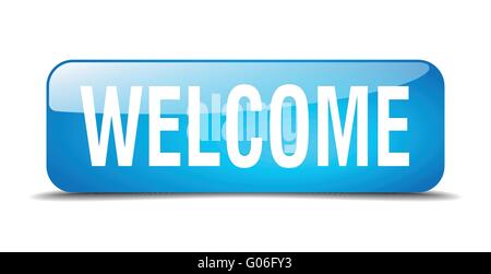 welcome blue square 3d realistic isolated web button Stock Vector Image ...