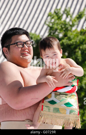 Tokyo, Japan. 29th April, 2016. Baby Crying Sumo, Naki-Zumo event was ...