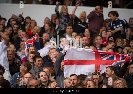 Large crowd of white spectators at rugby match Cape Town South Africa ...