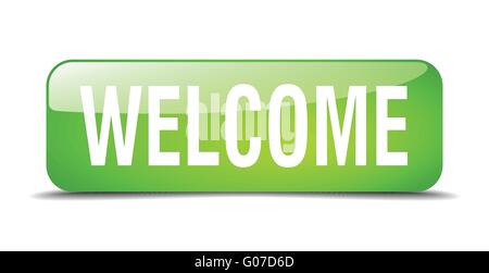 welcome green square 3d realistic isolated web button Stock Vector ...