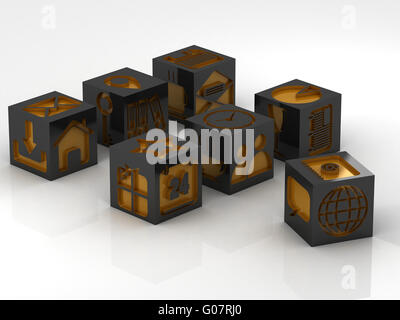 icons assembling from blocks Stock Photo - Alamy