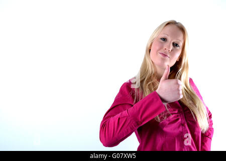 Thumbs high, Daumen hoch Stock Photo - Alamy