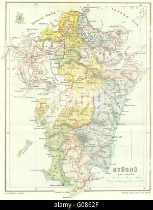 KYUSHU. Vintage map. Japan. MURRAY, 1901 Stock Photo - Alamy
