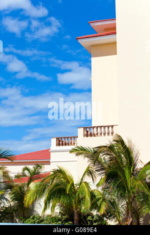 Wall of a building at pool and a palm tree Stock Photo - Alamy