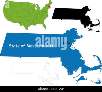 Vector color map of Massachusetts state. Usa Stock Photo - Alamy