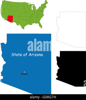 Vector color map of Arizona state. Usa Stock Photo - Alamy