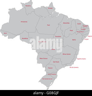 Grey Brazil map Stock Photo - Alamy