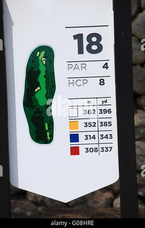 Hole information plaque at a golf course Stock Photo - Alamy