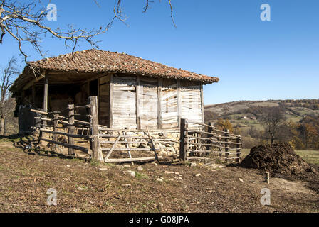 Old weathered rustic barn in mountain farm Stock Photo - Alamy