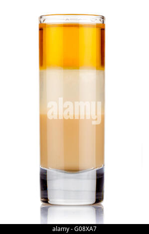 Shot three layers alcohol cocktail isolated on white background Stock ...