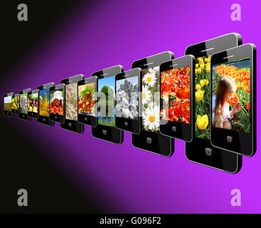 Modern mobile phones with different images Stock Photo - Alamy