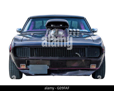 American muscle car chrome supercharged V8 engine Stock Photo - Alamy