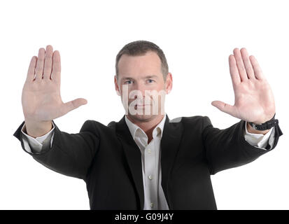 Businessman shows his objection with gesture Stock Photo - Alamy