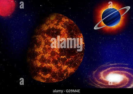 Solar system planets with Sun and stars. Elements of this image ...