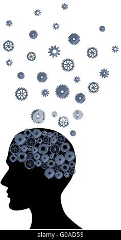 Illustration of a brain with many ideas on a white background Stock ...