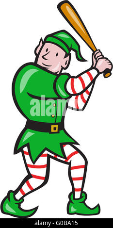 Elf Baseball Player Batting Isolated Cartoon Stock Photo - Alamy