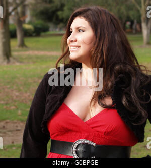 Plus size hispanic girl smiling confident lying on sofa by christmas ...