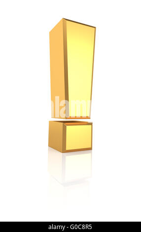 Yellow Caution sign bright with exclamation mark isolated on white ...