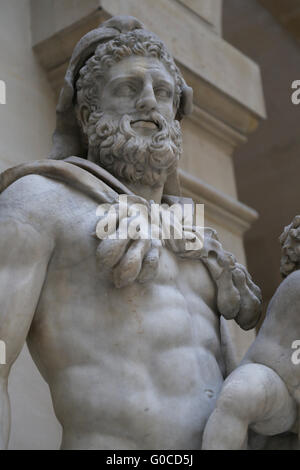 Hercules (Heracles) with his son Telephus, Roman statue (marble) copy ...