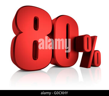 3D Shiny Red Number Eighty Nine Percent 89% Isolated on White ...