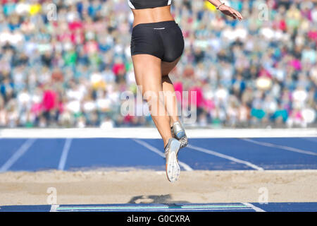 outdoor track and field jumpers sand pit Stock Photo - Alamy